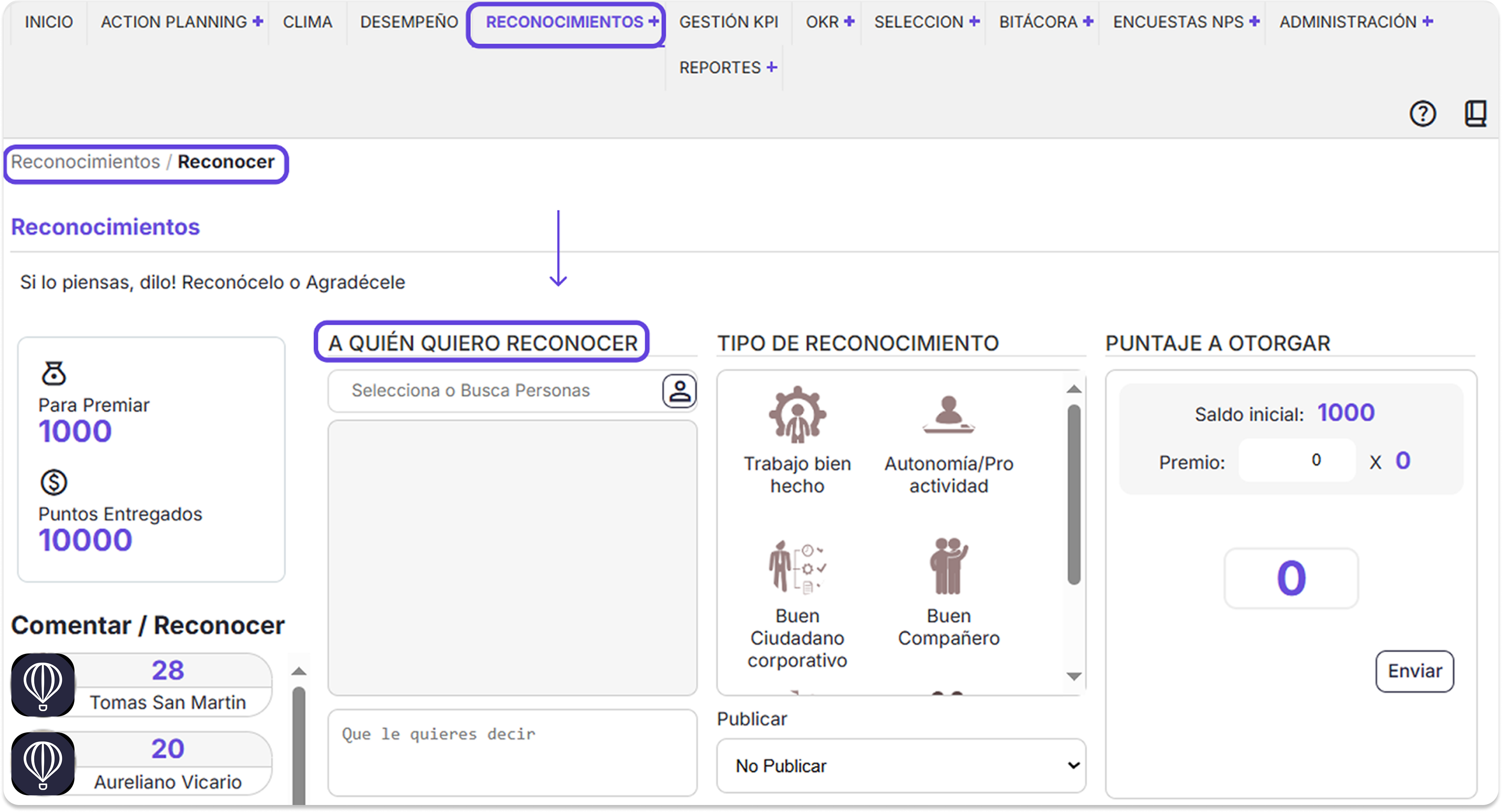 ¿Cómo crear un reconocimiento? – Centro de Ayuda Talana